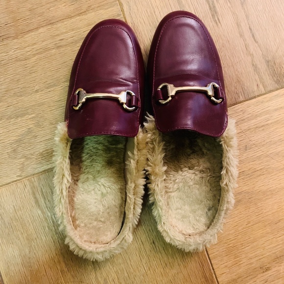 Shoes | Nbw Never Been Worn Maroon Fur Slides | Poshmark